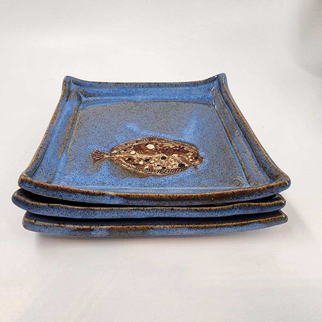 Three Fish Plates - Handmade Ceramics - Stoneware Clay - Tapas Size - Etsy