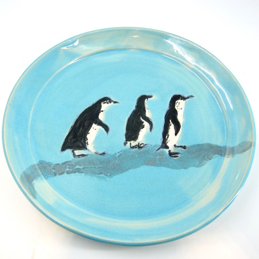 Three Fairy Penguins Scene, Handmade Pottery Plate, Wheel-thrown ...