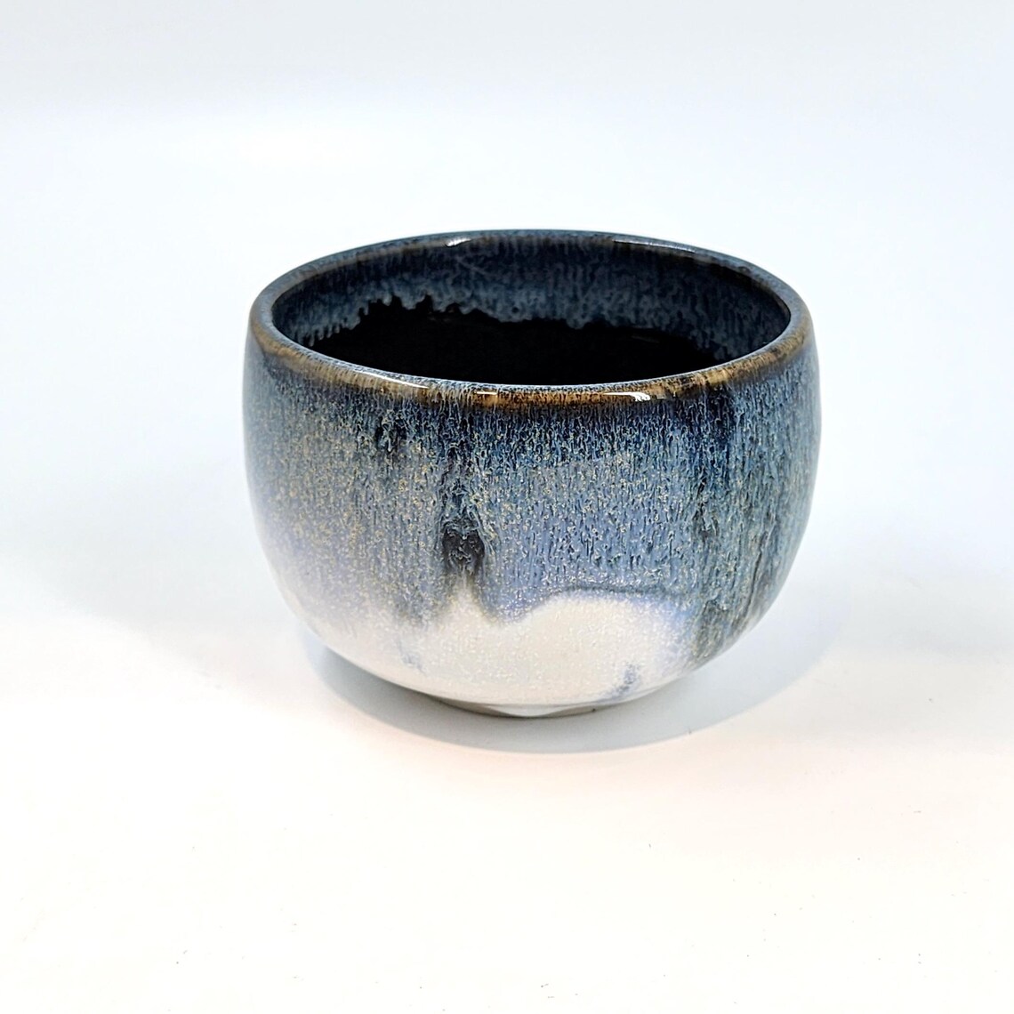 Two White and Black Creating Blue Yunomi - Wheel-thrown White Stoneware ...