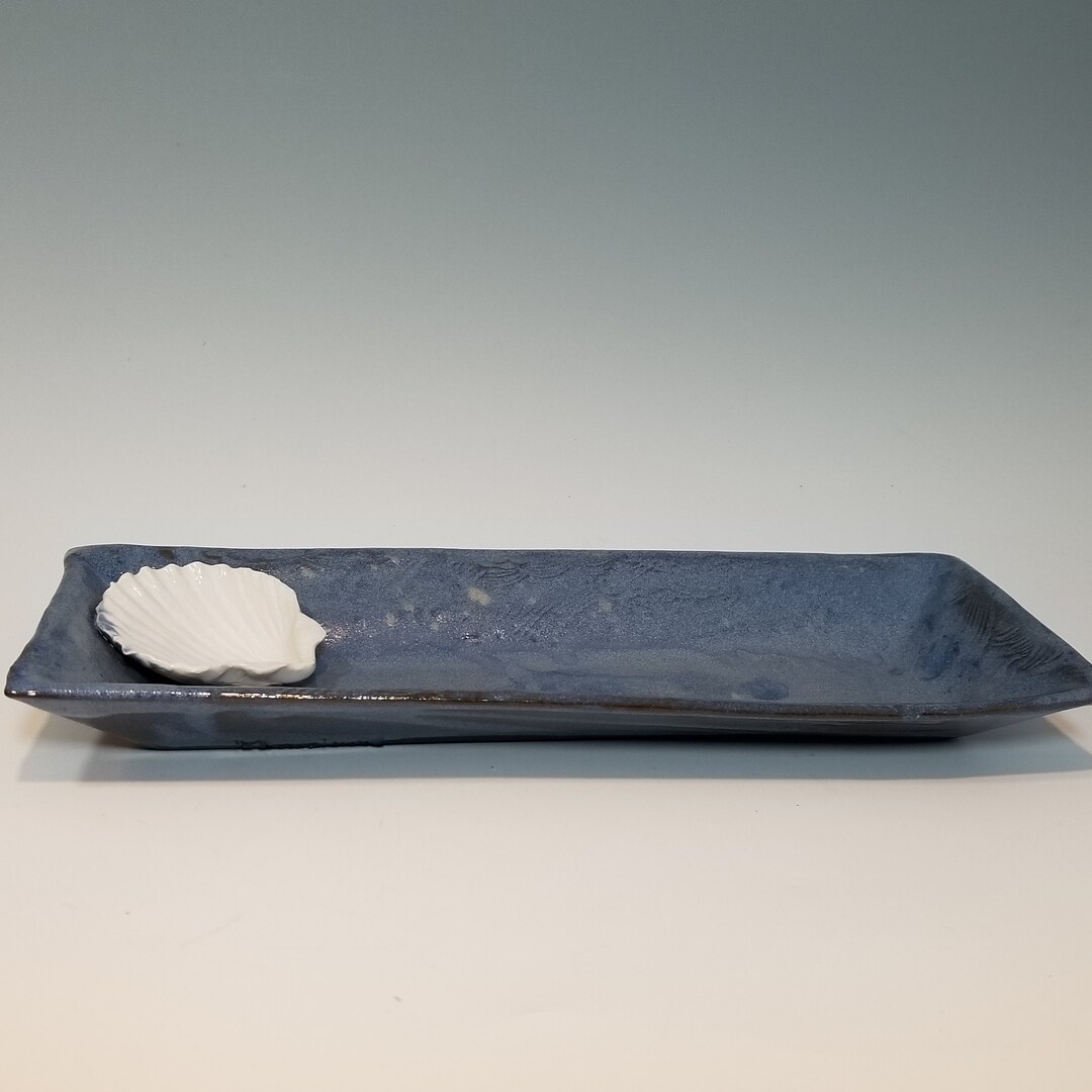 Rectangular Ceramic Tray Handmade Light Slate Blue Seascape - Etsy