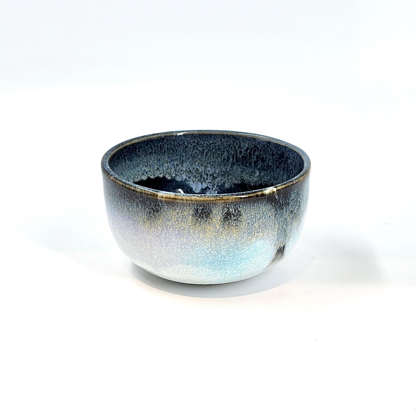 Two White and Black Creating Blue Yunomi - Wheel-thrown White Stoneware ...