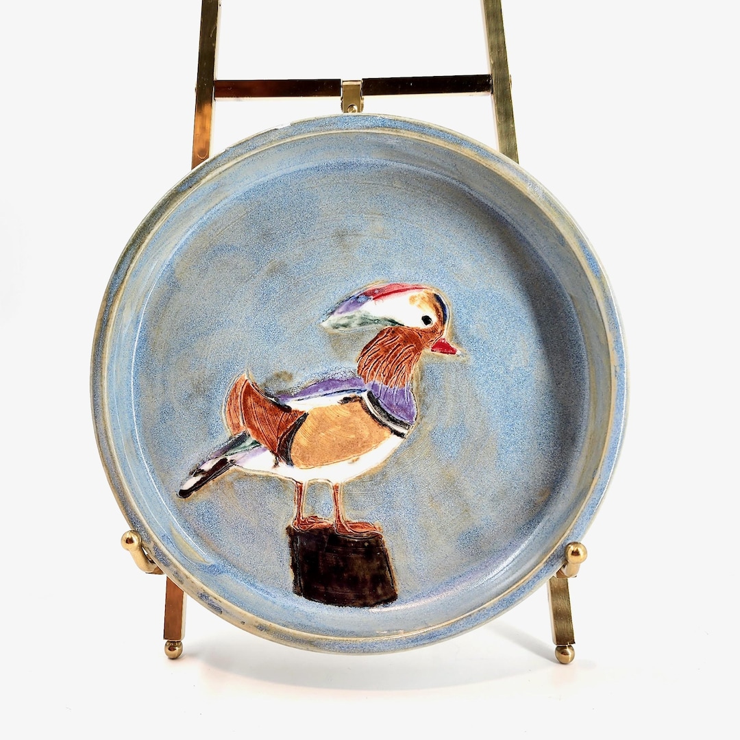 Mandarin Duck Plate - Handmade Ceramics - White Stoneware Clay - Tapas ...