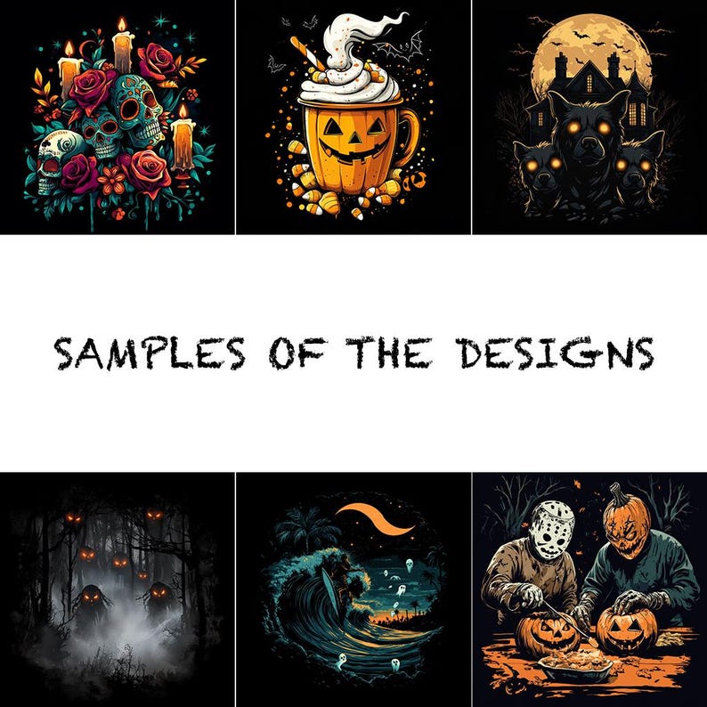 Halloween Digital Prints PNG Bundle Spooky T-shirt Designs Scary Season ...