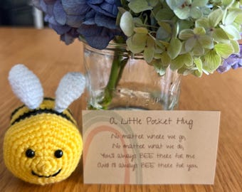 Bumble Bee Pocket Hug, Glass Fidget Pebble, Uplifting Present, Bumble ...