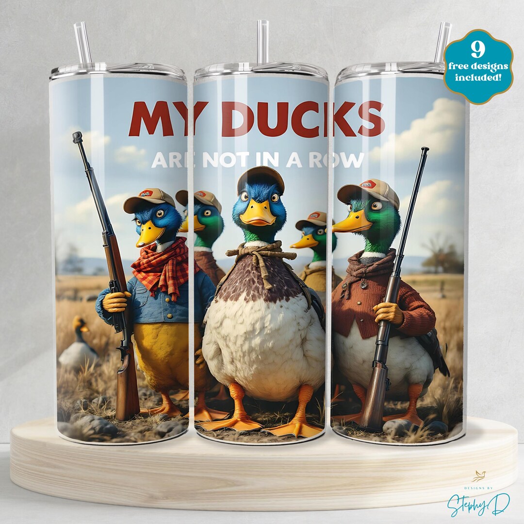 Funny Ducks Tumbler Wrap, Ducks in a Row, Funny Duck PNG, 20oz Skinny ...