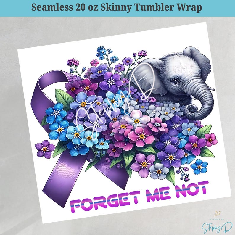 Purple Ribbon Tumbler Wrap, Forget Me Not, 20 Oz Skinny Seamless ...