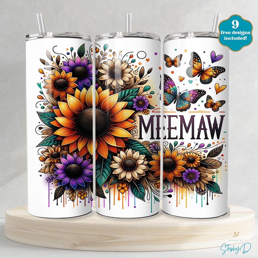 Grandmother Tumbler Wrap PNG, Meemaw, Grandma Design, Sunflower Floral ...