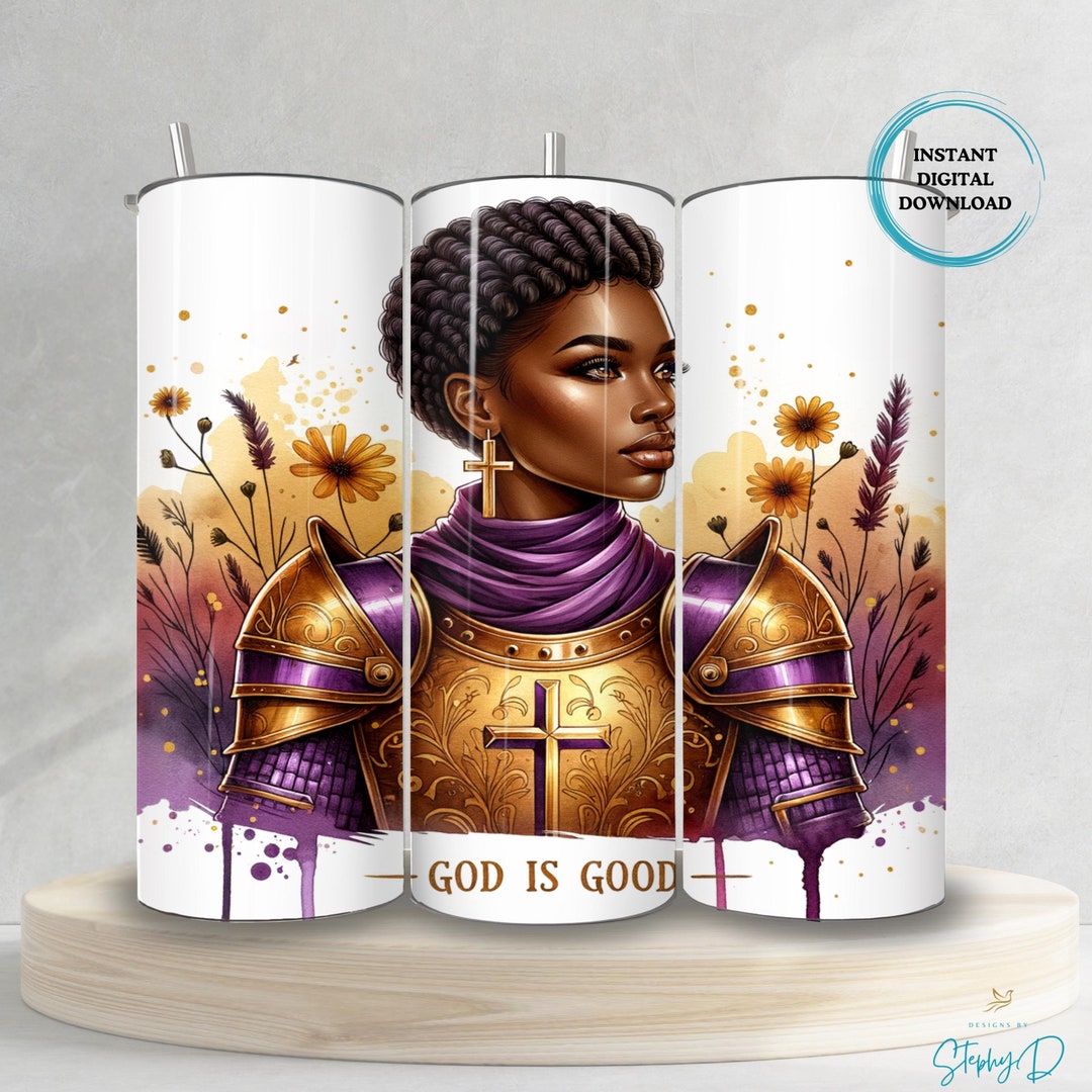Christian Female Warrior 20oz Skinny Seamless Tumbler Wrap, PNG ...