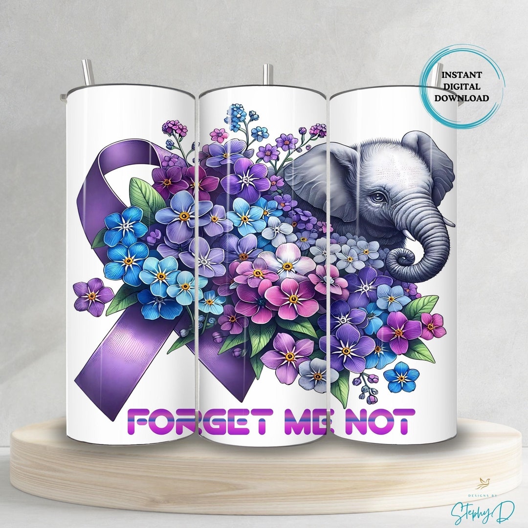 Purple Ribbon Tumbler Wrap, Forget Me Not, 20 Oz Skinny Seamless ...