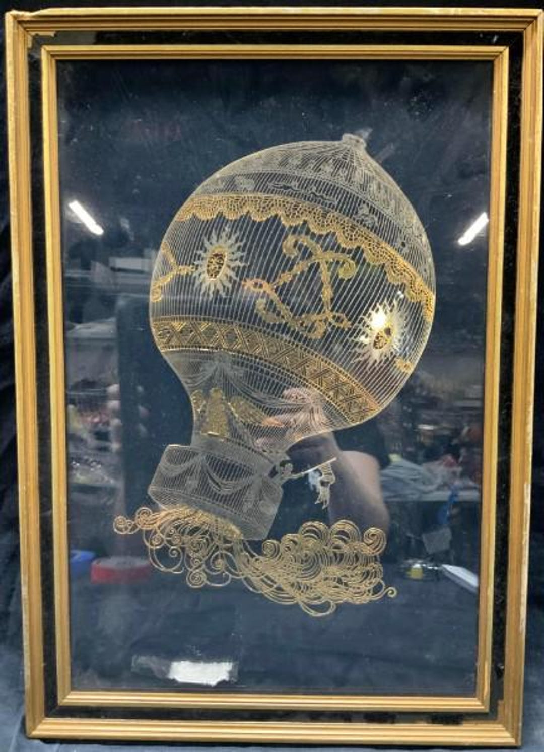 The Great Ascent Exquisite Gold Etched Hot Air Balloon Artwork With ...