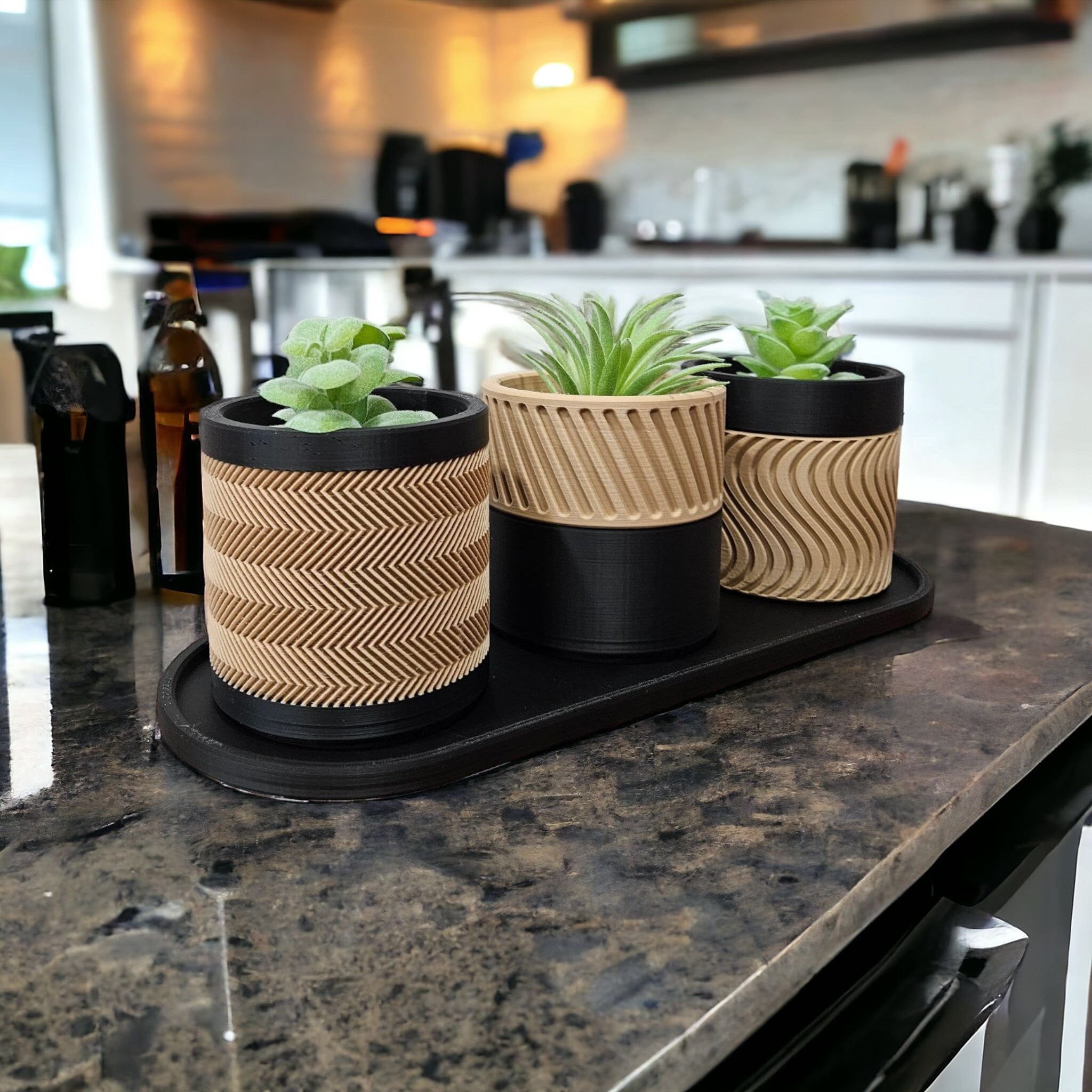 Modern 3-planter Set 3d Printed Planter Cactus Succulent Monstera ...