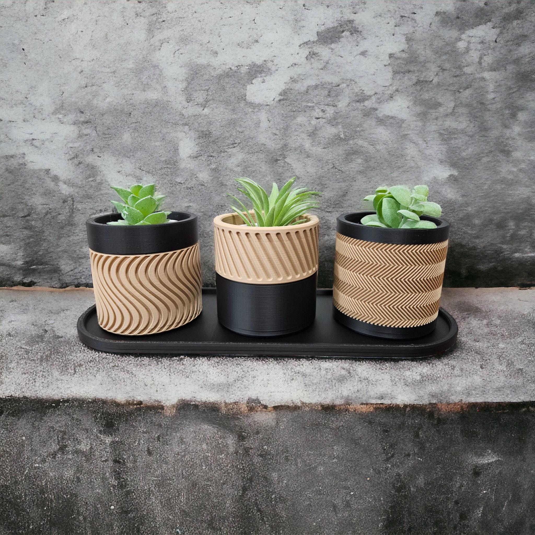 Modern 3-planter Set 3d Printed Planter Cactus Succulent Monstera ...