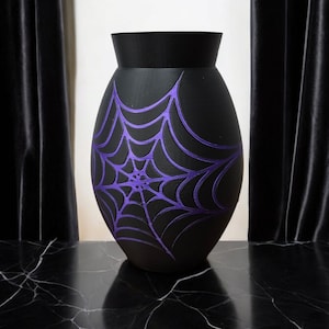 Black Gothic Vase - Purple Spider Web, Macabre Decor - Etsy