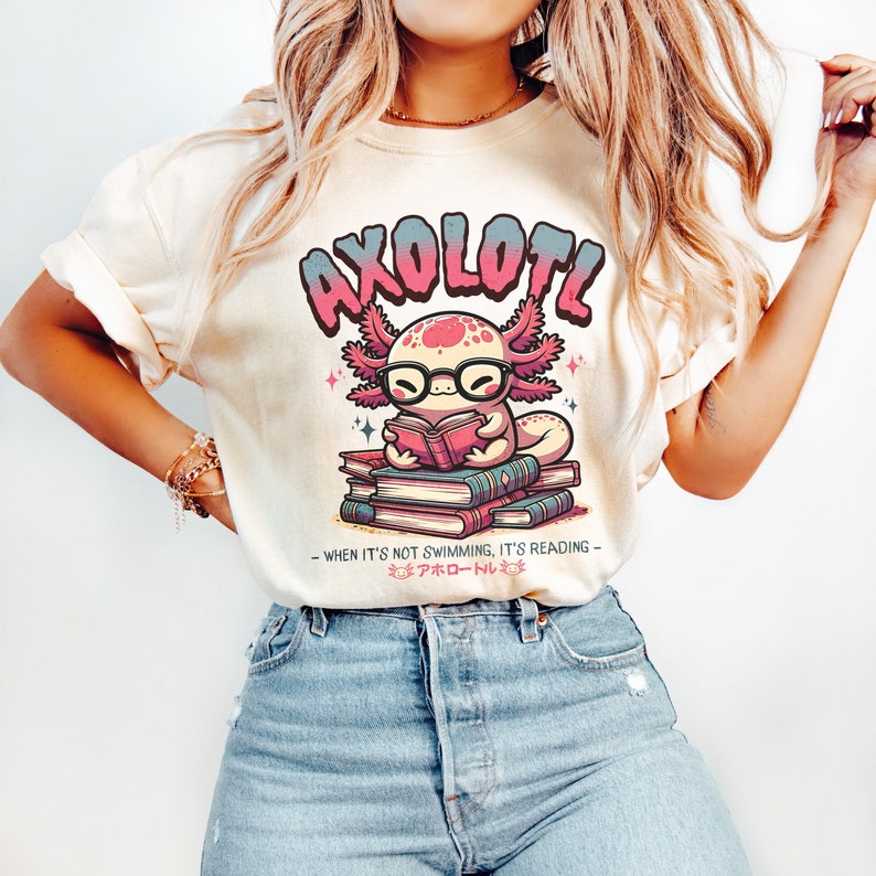 Funny Axolotl Shirt for Kid Child Axolotl Graphic Tee Oversized Axolotl ...