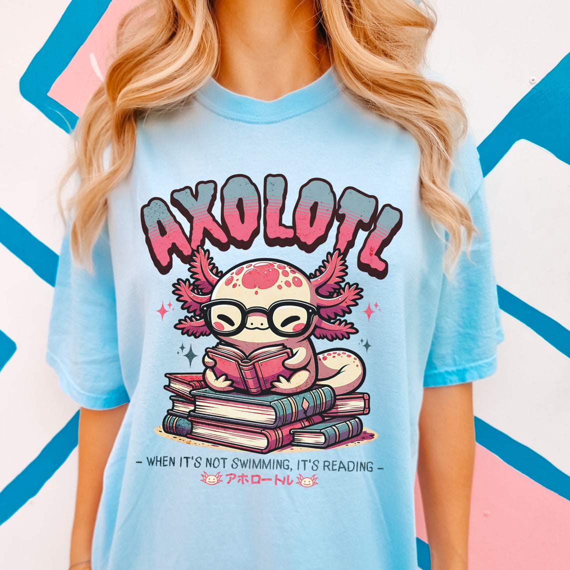 Funny Axolotl Shirt for Kid Child Axolotl Graphic Tee Oversized Axolotl ...
