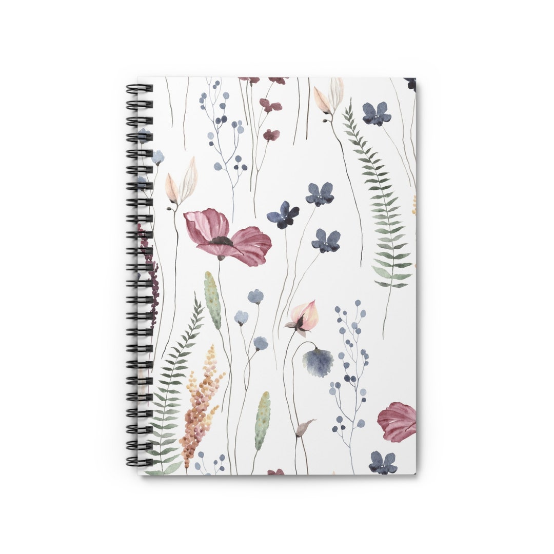 Floral Notebook, Spiral Bound Notebook, Grocery Planner, Ruled Line ...