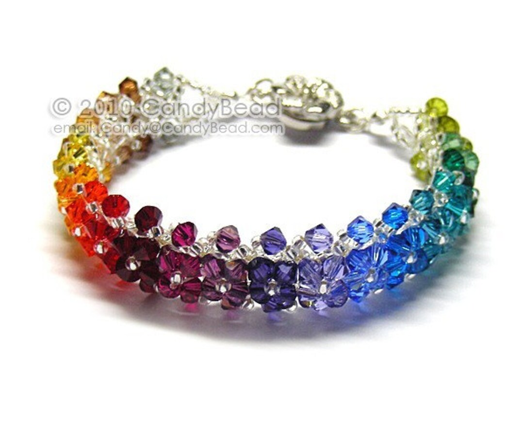 Rainbow Bracelet Crystal Bracelet Swarovski Bracelet Glass Braceletdeep ...