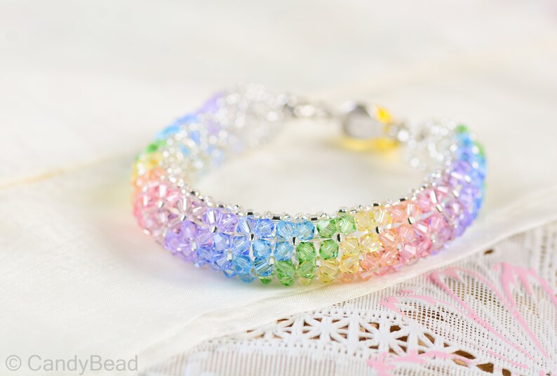Rainbow bracelet crystal bracelet Swarovski bracelet Glass | Etsy