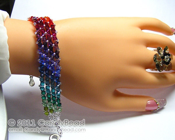Rainbow Bracelet Crystal Bracelet Swarovski Bracelet Glass - Etsy