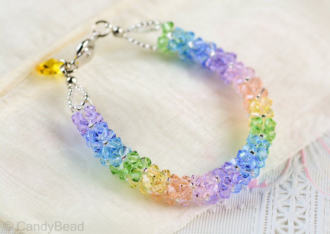 Rainbow Bracelet Crystal Bracelet Swarovski Bracelet Glass - Etsy