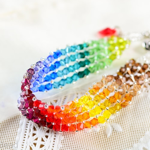 Rainbow Bracelet Crystal Bracelet Swarovski Bracelet Glass - Etsy