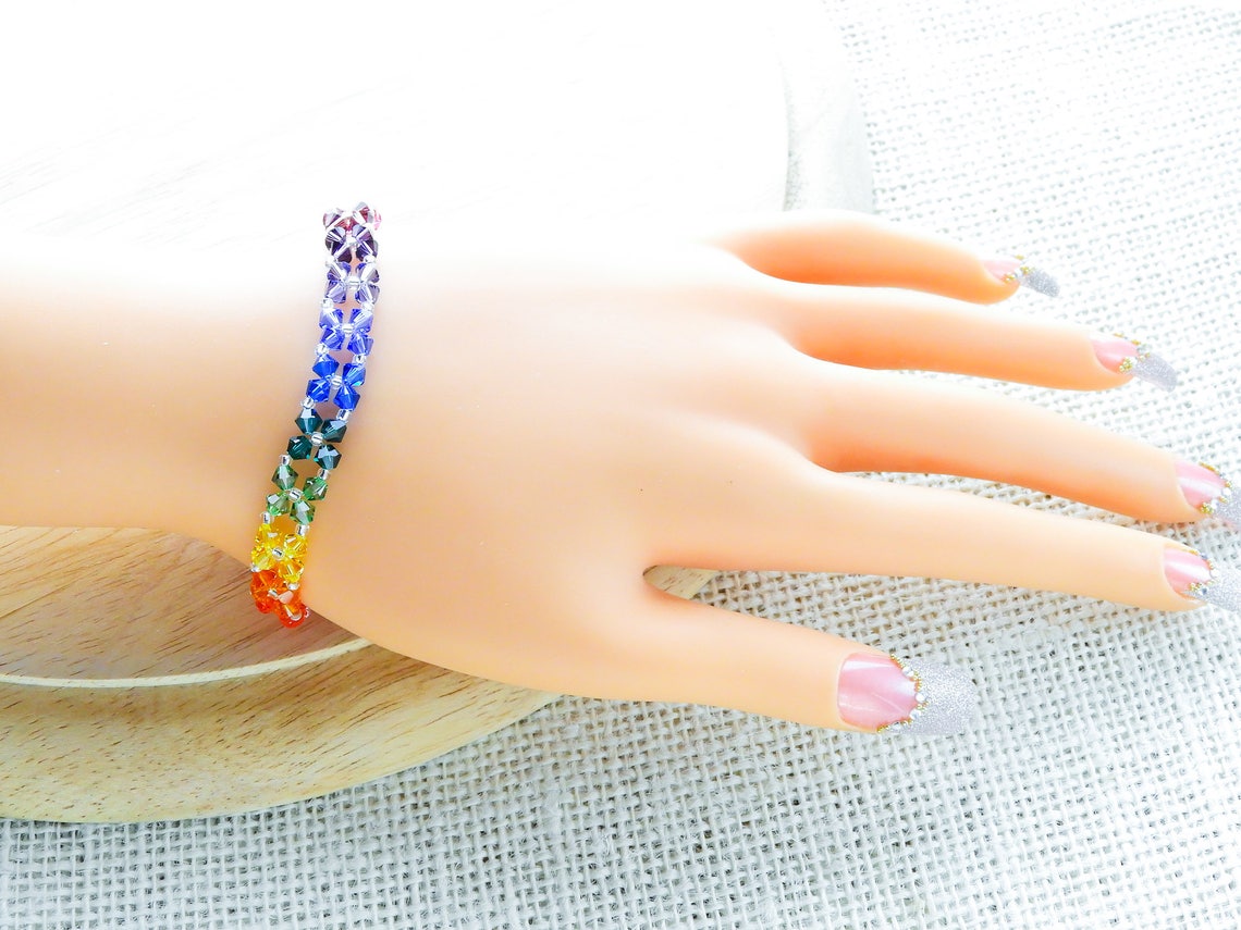Rainbow Bracelet Crystal Bracelet Swarovski Bracelet Glass - Etsy