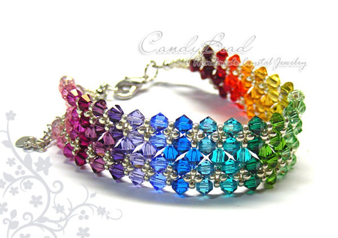 Rainbow Bracelet Crystal Bracelet Swarovski Bracelet Glass - Etsy