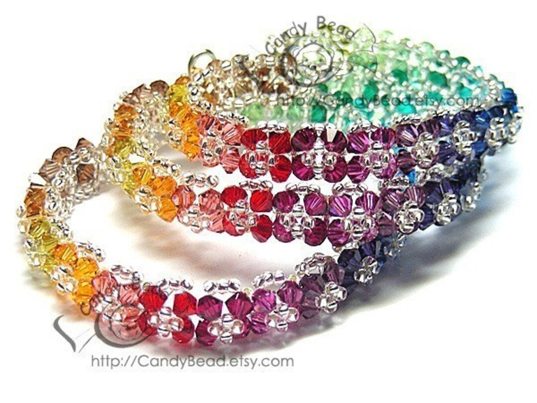 Rainbow Bracelet Crystal Bracelet Swarovski Bracelet Glass Braceletdeep ...