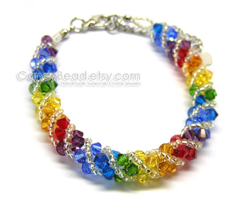 Rainbow bracelet crystal bracelet Swarovski bracelet Glass | Etsy