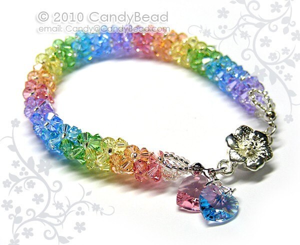 Rainbow Bracelet Crystal Bracelet Swarovski Bracelet Glass - Etsy