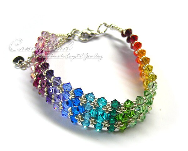 Rainbow Bracelet Crystal Bracelet Swarovski Bracelet Glass - Etsy