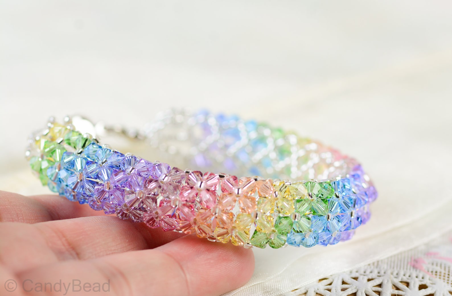 Rainbow bracelet crystal bracelet Swarovski bracelet Glass | Etsy