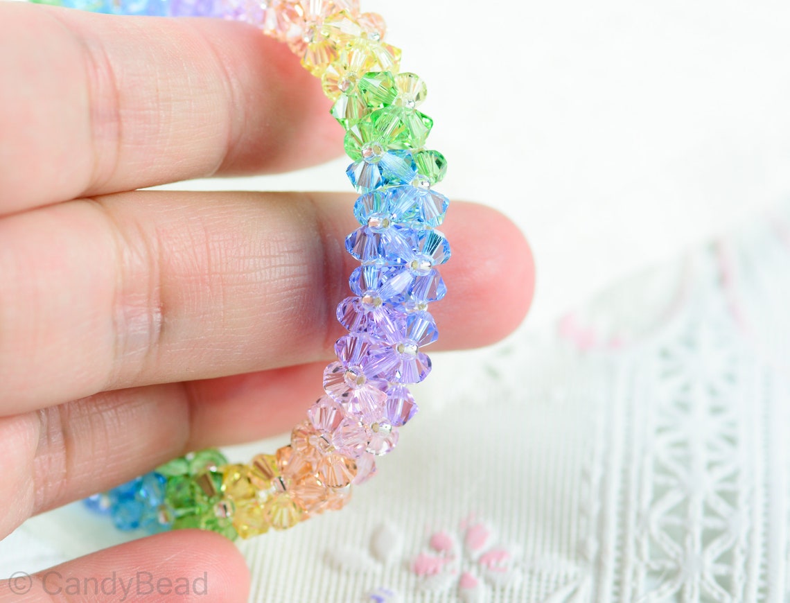Rainbow Bracelet Crystal Bracelet Swarovski Bracelet Glass - Etsy