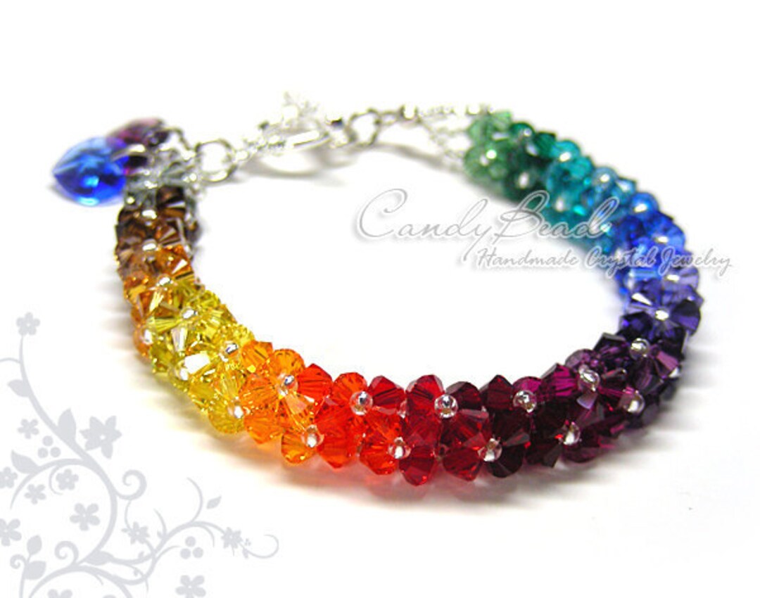 Rainbow Bracelet; Crystal Bracelet; Swarovski Bracelet; Glass Bracelet ...