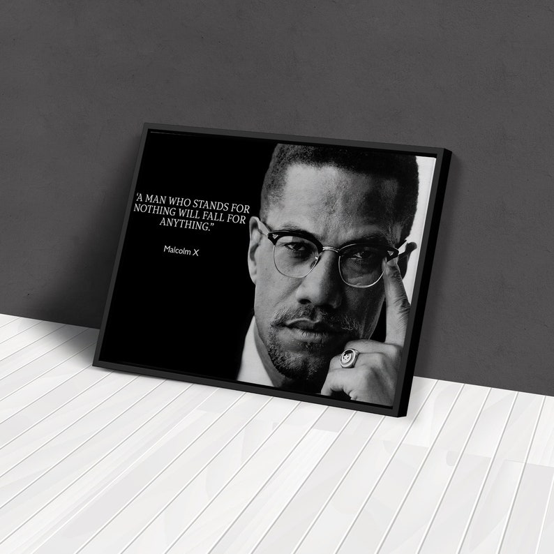 Malcolm X Motivational Quote Poster Canvas Wall Art Home Decor Framed ...