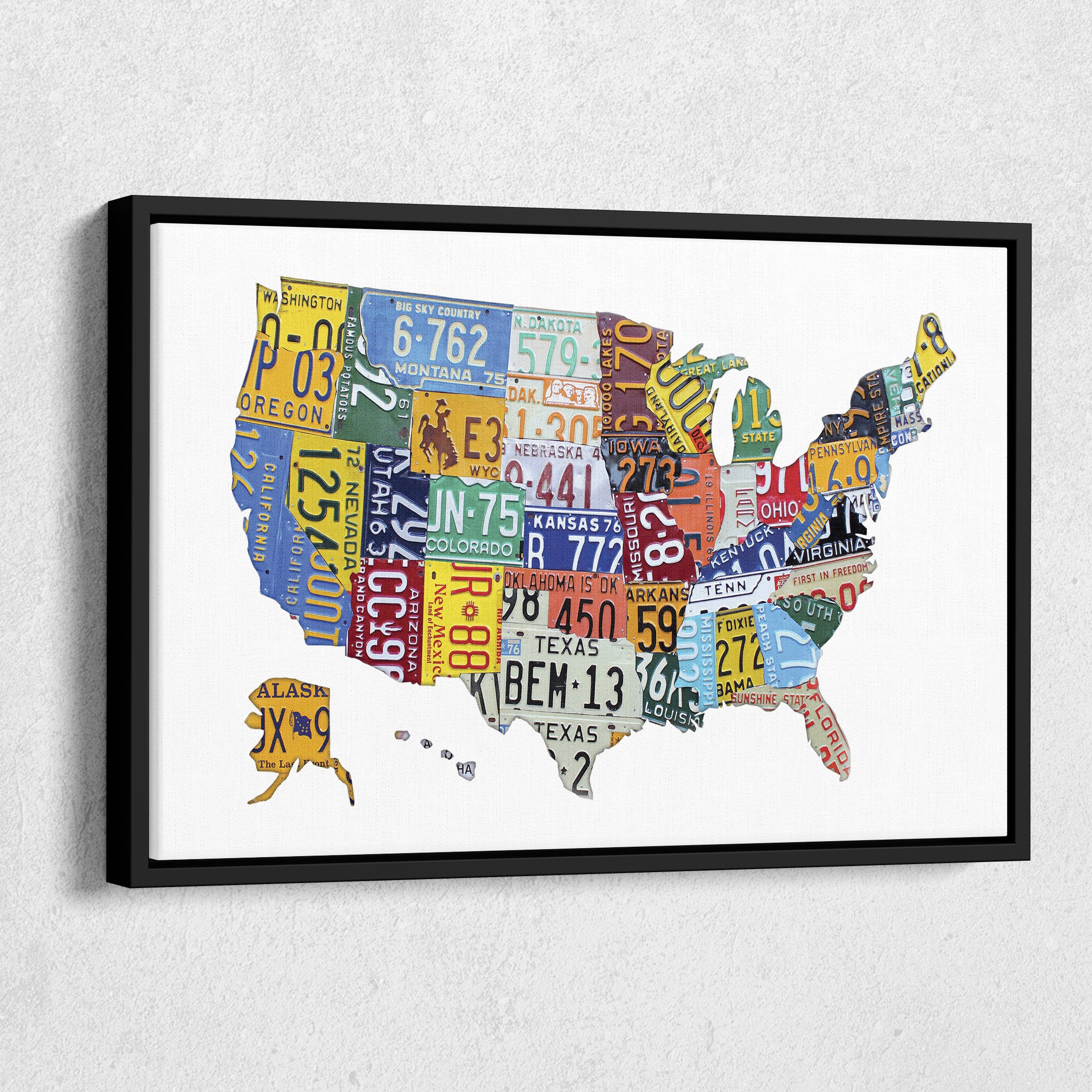 Design Turnpike License Plate Map USA Canvas Wall Art Home Decor Framed ...