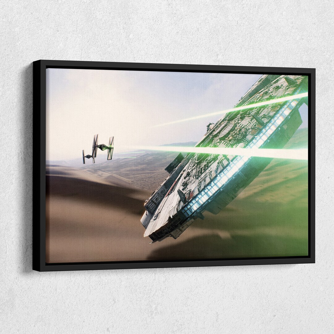 Star Wars Poster Millenium Falcon Tie Fighter the Force Awakens Canvas ...
