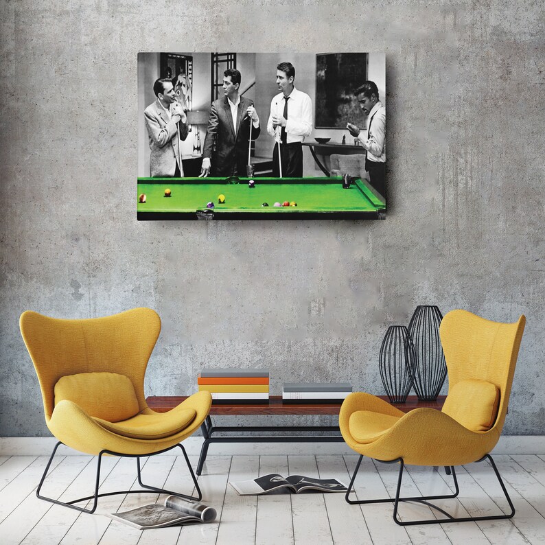 The Rat Pack Poster Playing Pool Canvas Wall Art Home Decor Framed ...