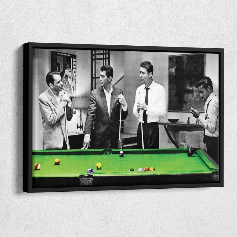 The Rat Pack Poster Playing Pool Canvas Wall Art Home Decor Framed ...