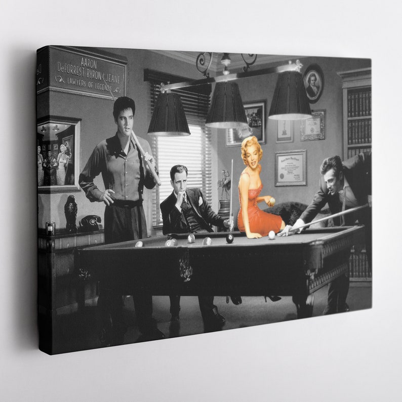Marilyn Monroe and Elvis Presley Poster Billiard Canvas Wall Art Home ...