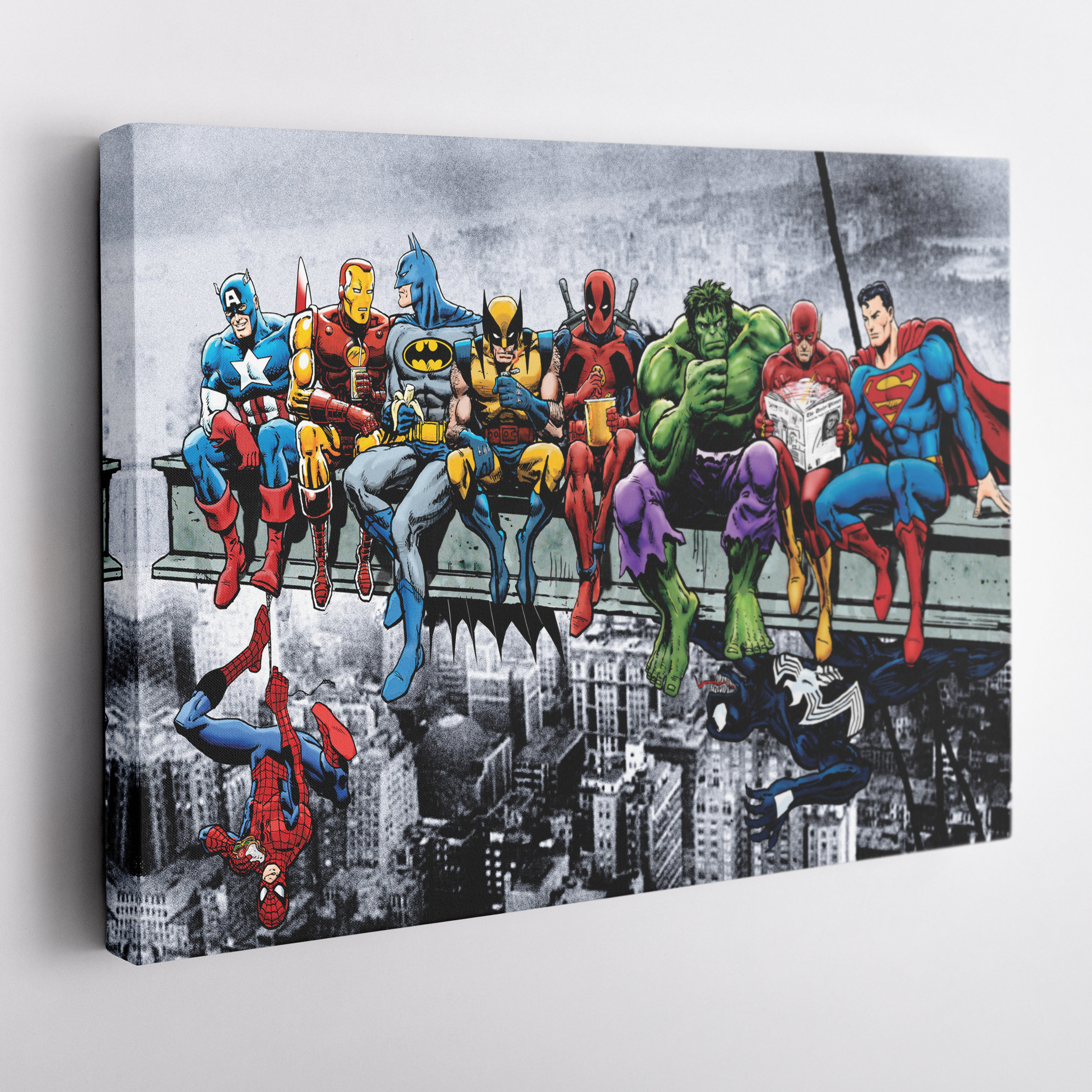 Superheroes Lunch Atop a Skyscraper Canvas Wall Art Home Decor Framed ...