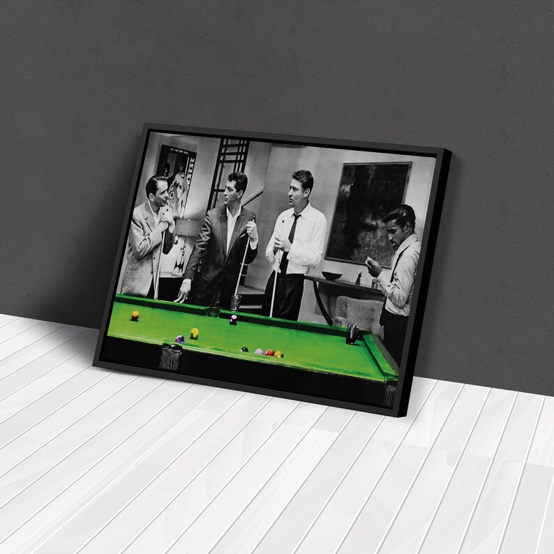 The Rat Pack Poster Playing Pool Canvas Wall Art Home Decor Framed ...