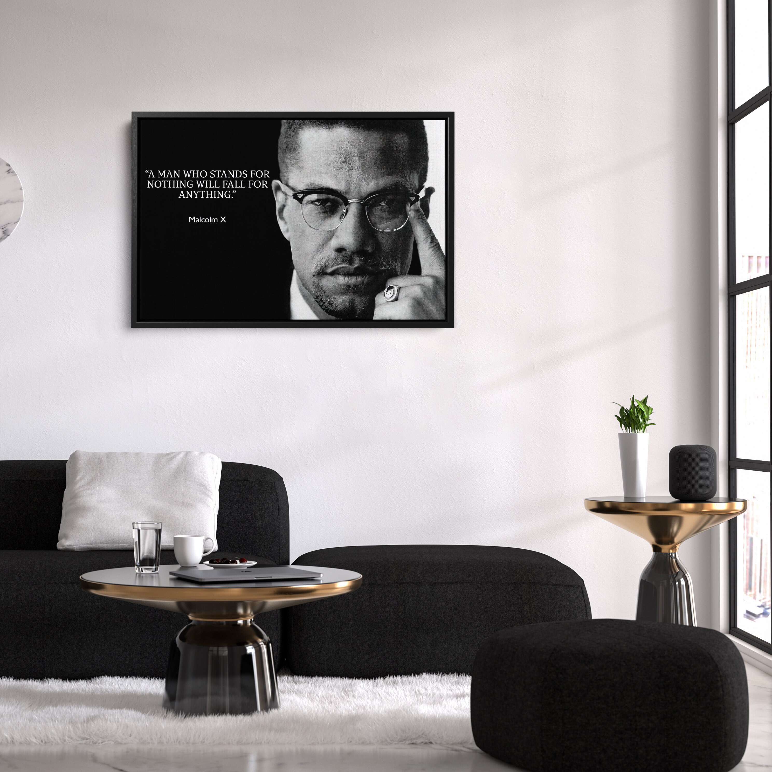 Malcolm X Motivational Quote Poster Canvas Wall Art Home Decor Framed ...