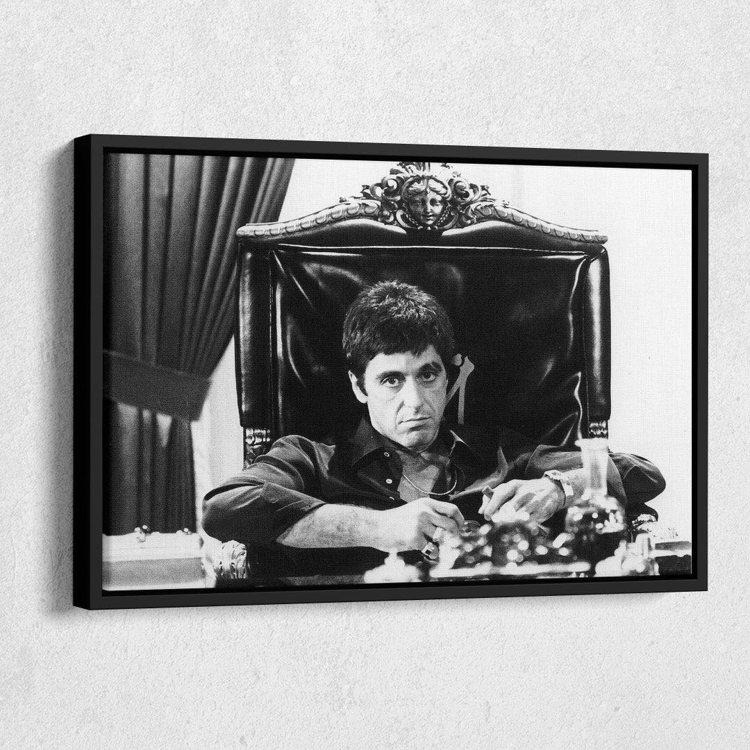 Tony Montana Scarface Poster Black And White Canvas Wall Art Home Decor Framed Poster Print Etsy