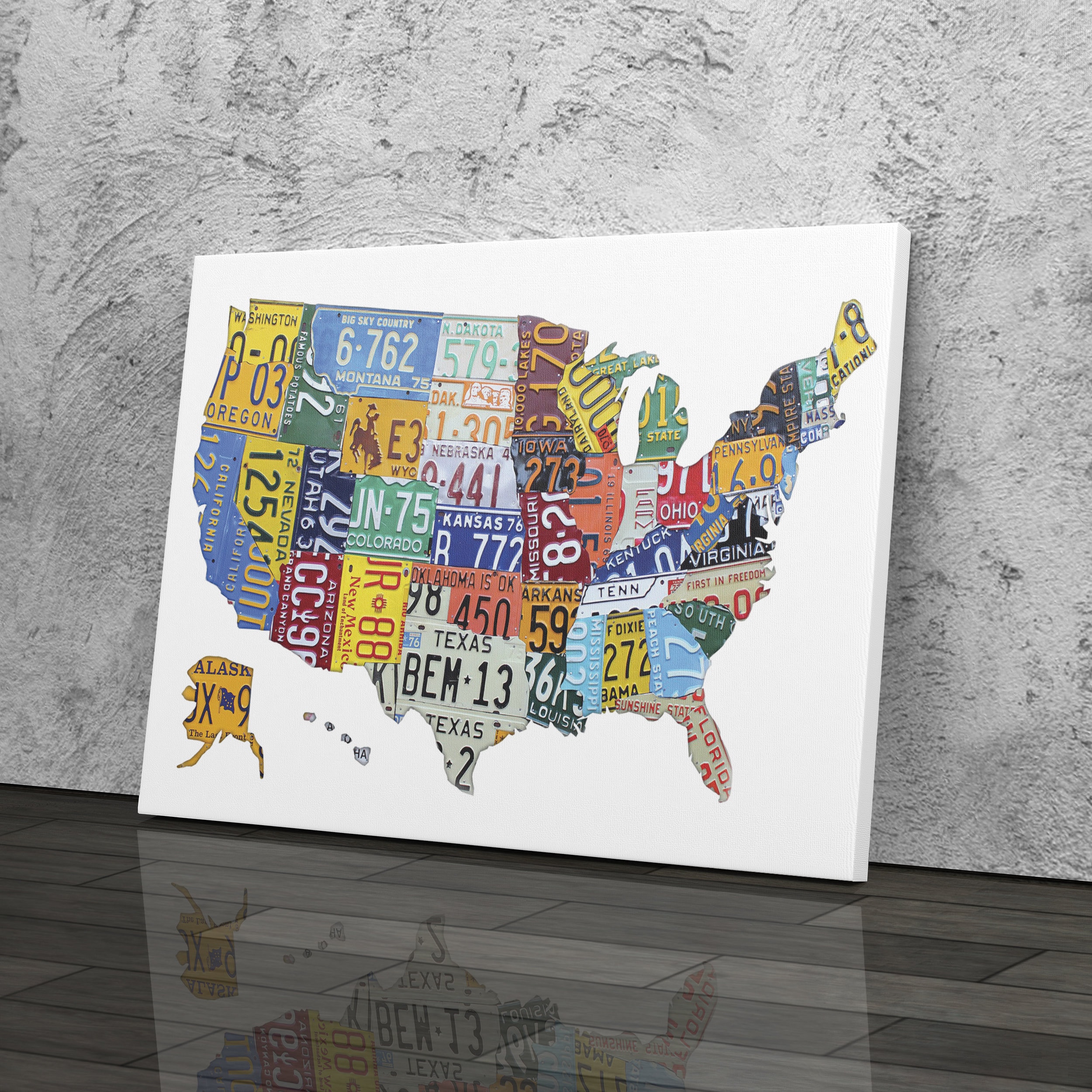 Design Turnpike License Plate Map USA Canvas Wall Art Home Decor Framed ...