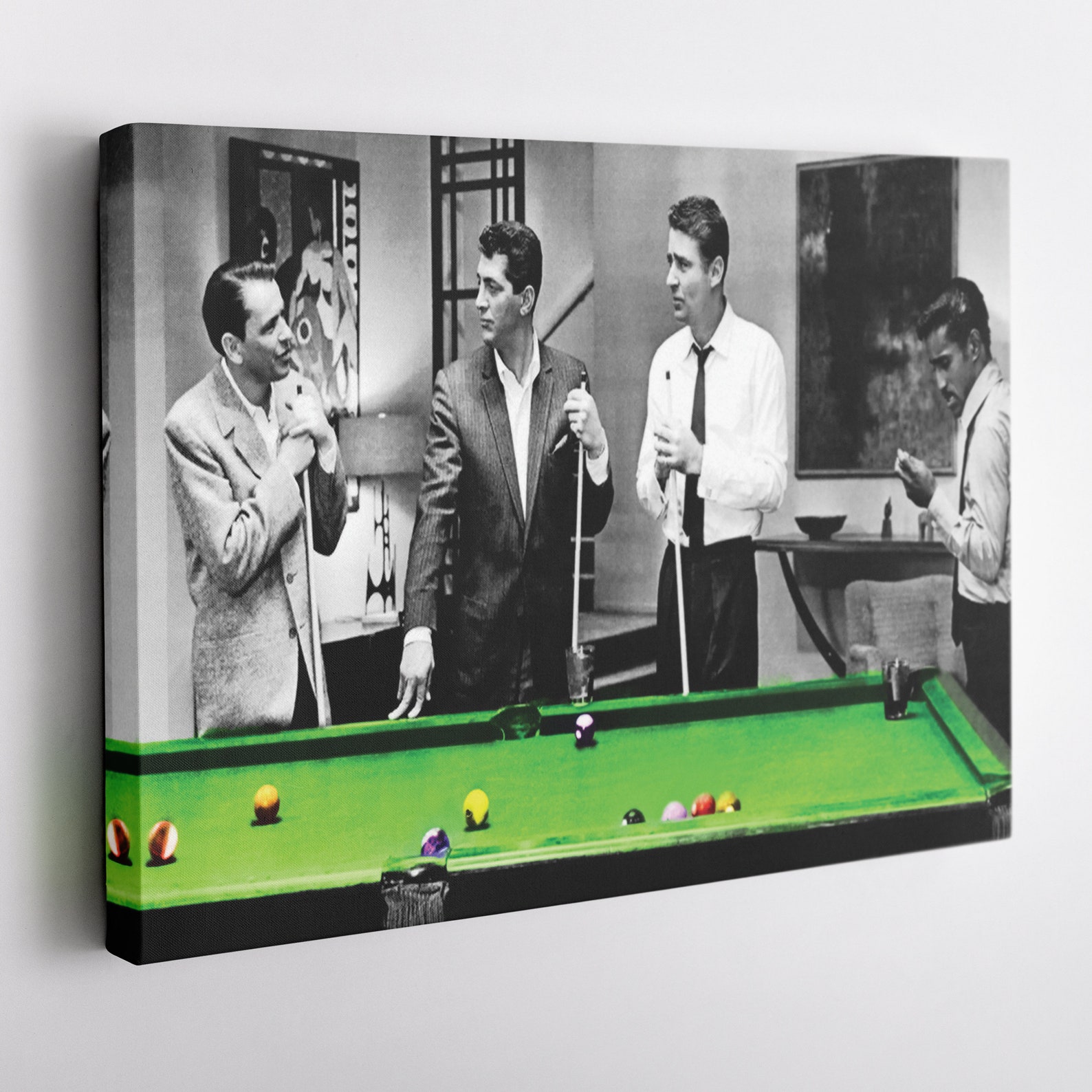The Rat Pack Poster Playing Pool Canvas Wall Art Home Decor Framed ...
