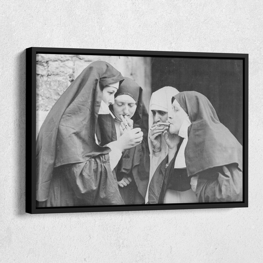 Smoking Nuns Canvas Wall Art Home Decor Framed Poster Print - Etsy