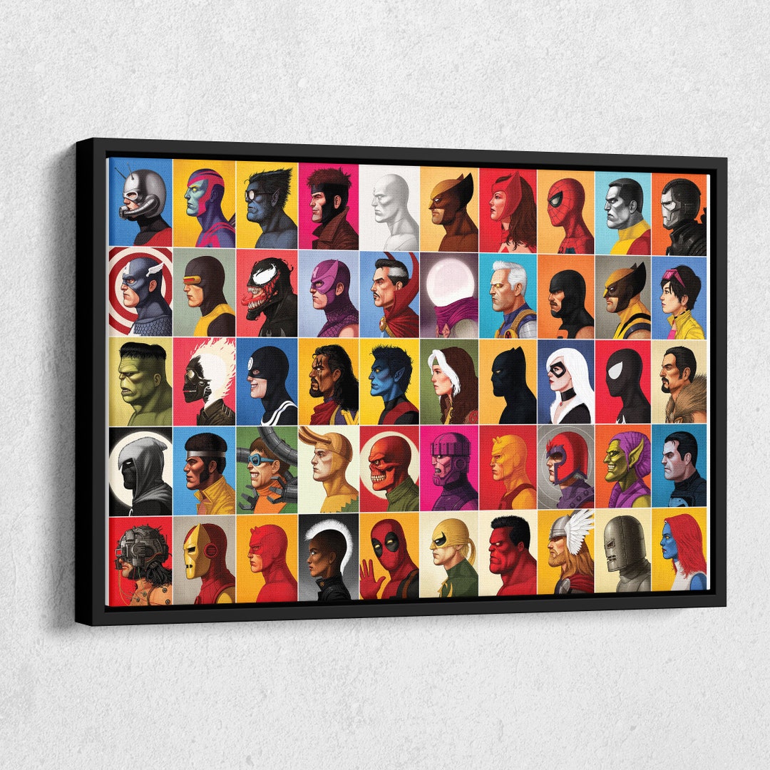 Marvel Headshots Canvas Wall Art Home Decor Framed Poster Print - Etsy