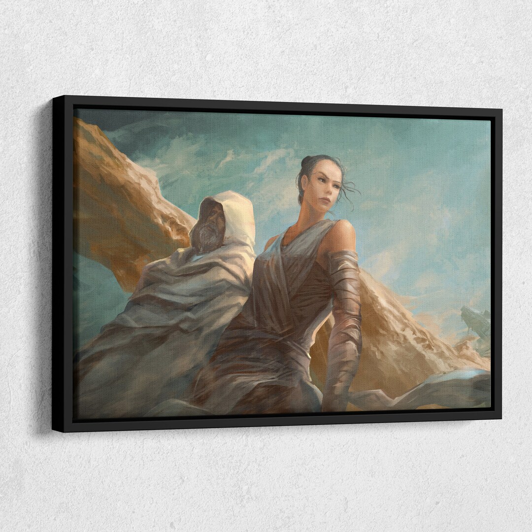 Luke Skywalker and Rey Skywalker Artwork Star Wars Canvas Wall Art Home ...