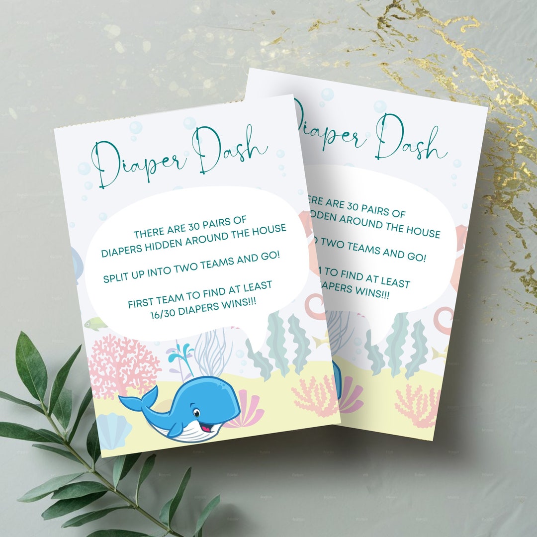 Under the Sea Theme Baby Shower Diaper Dash Game, Instant Download, No ...